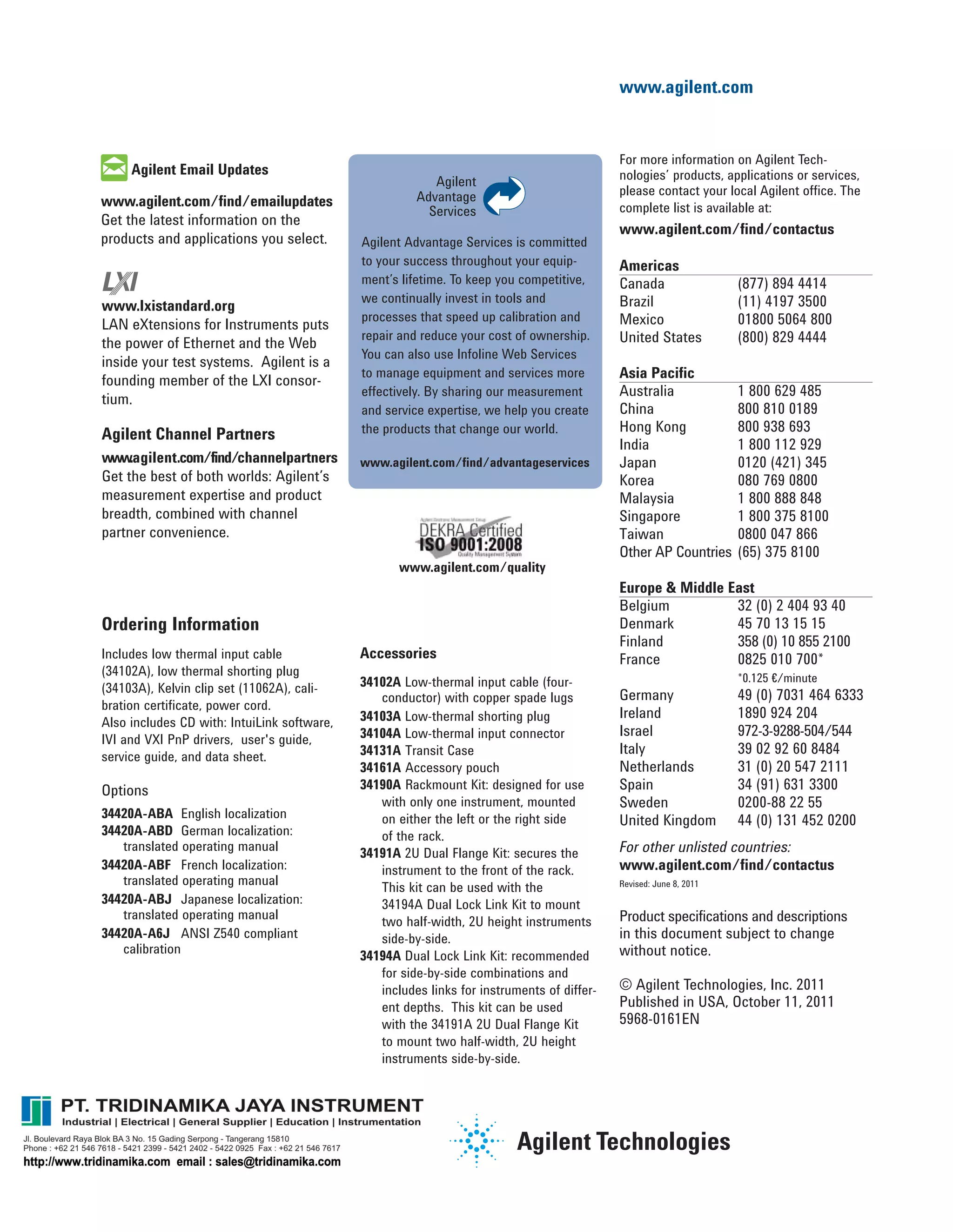 Katalog agilent-34420 a-micro-ohm-meter-tridinamika | PDF