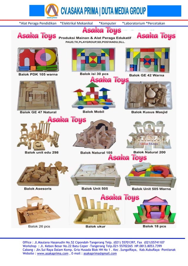 PRODUSEN MAINAN EDUKATIF APE DAK BOP PAUD 2024 | PDF