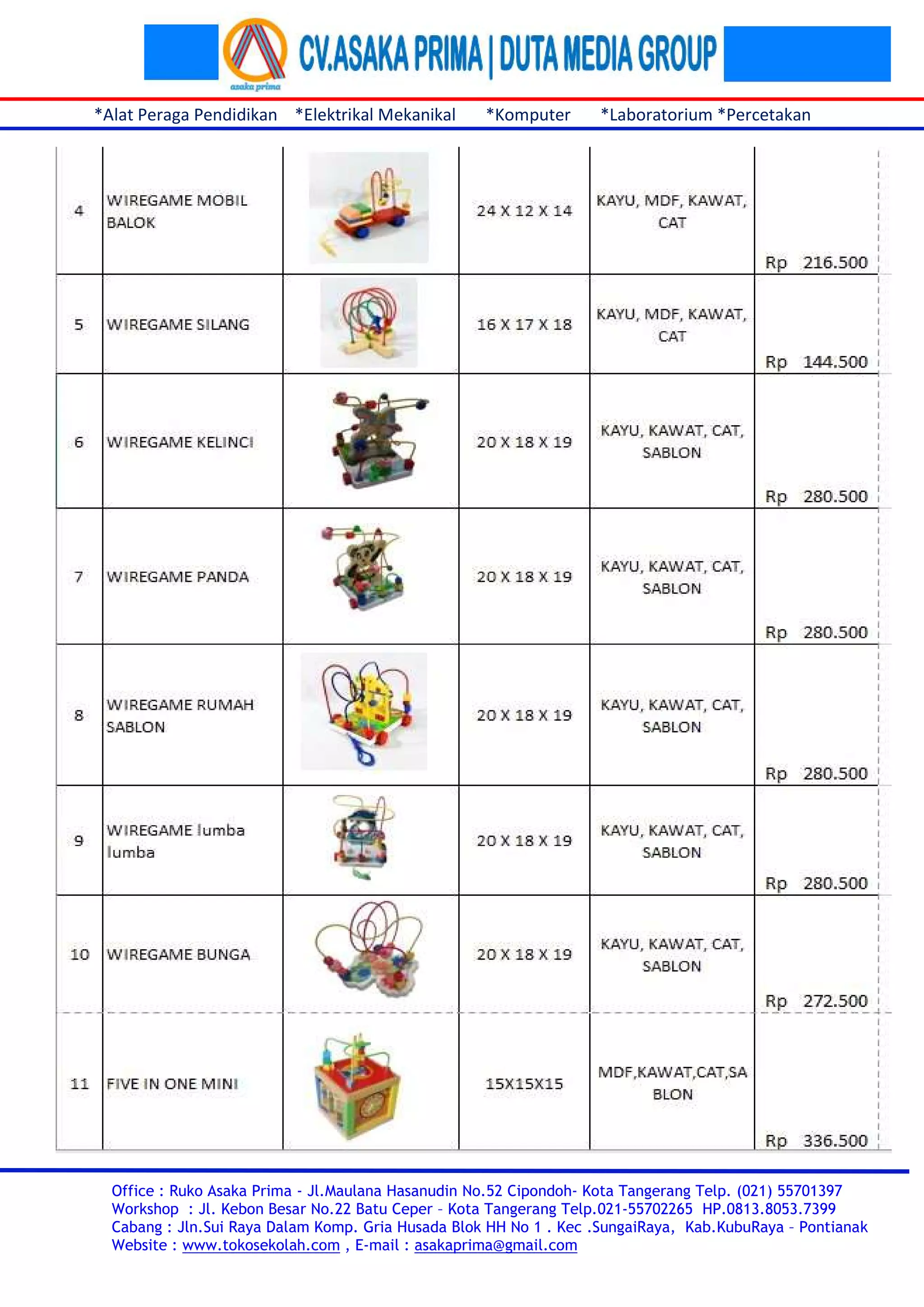 KATALOG ALAT PERMAINAN EDUKATIF 2023 APE PAUD BOP DAK | PDF