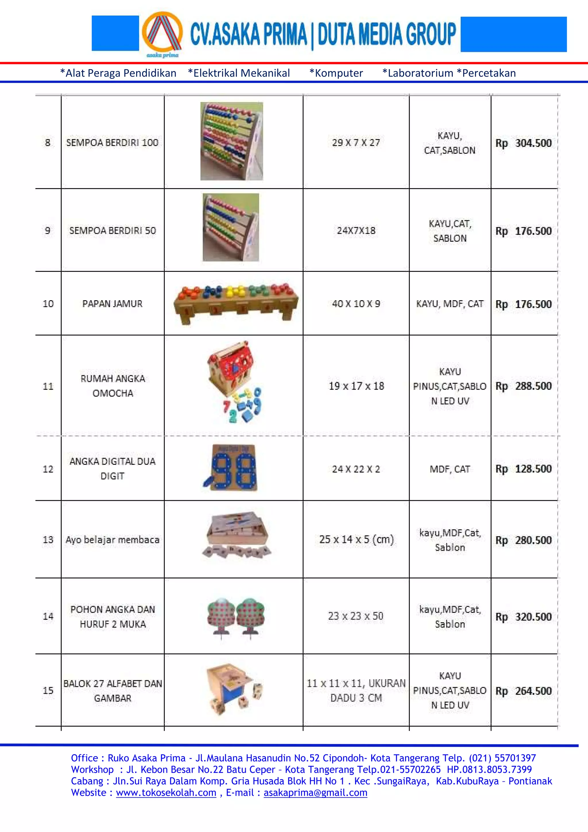 KATALOG ALAT PERMAINAN EDUKATIF 2023 APE PAUD BOP DAK | PDF