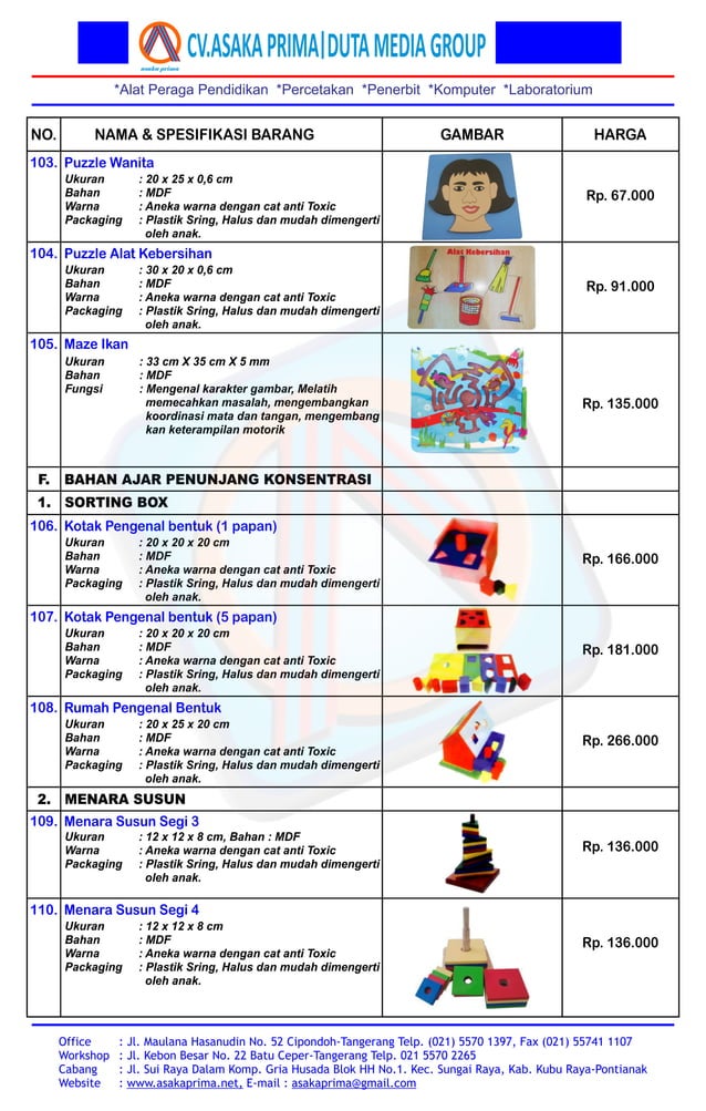 ALAT PERMAINAN EDUKATIF PAUD APE 2024 - e-Katalog | PDF
