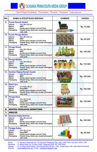Katalog ape 2017 ~ JENIS-JENIS ALAT PERMAINAN EDUKATIF - APE BOP PAUD ...