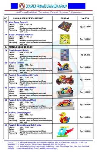 Produk Alat Permainan Edukatif (APE) Anak Usia Dini 2024 | PDF