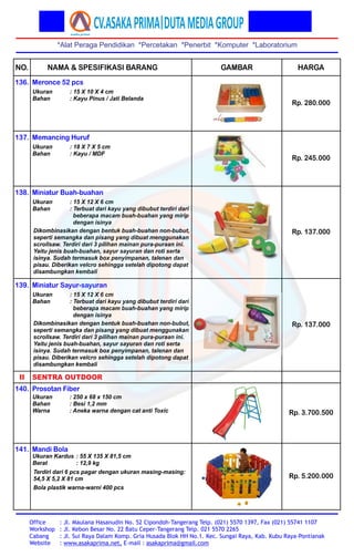 Produk Alat Permainan Edukatif (APE) Anak Usia Dini 2024 | PDF