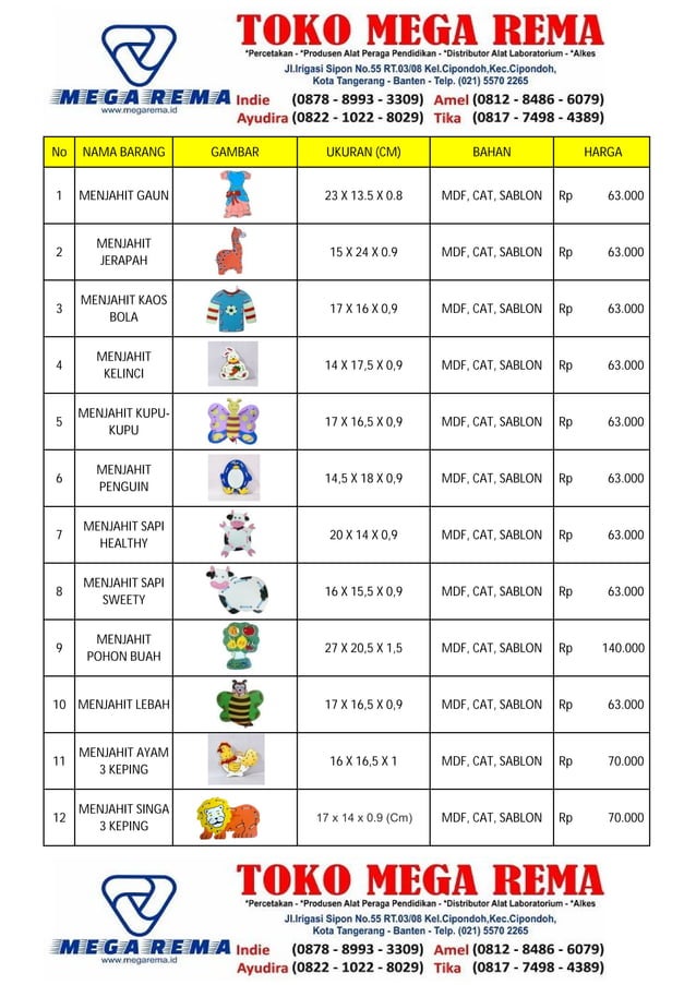 Katalog APE PAUD TK Mega Rema 2021 - mainan edukatif bop paud 2021 | PDF