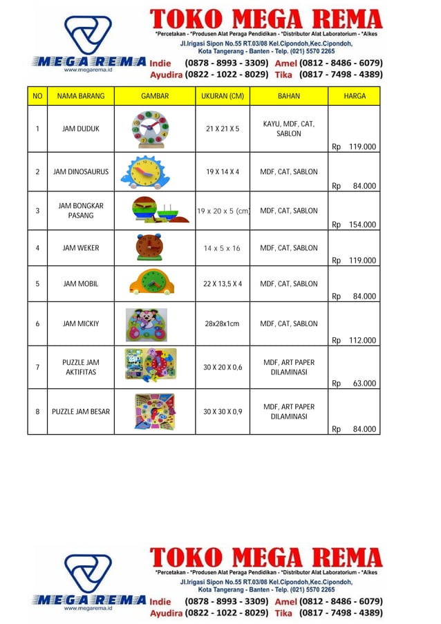 Katalog APE PAUD TK Mega Rema 2021 - mainan edukatif bop paud 2021 | PDF