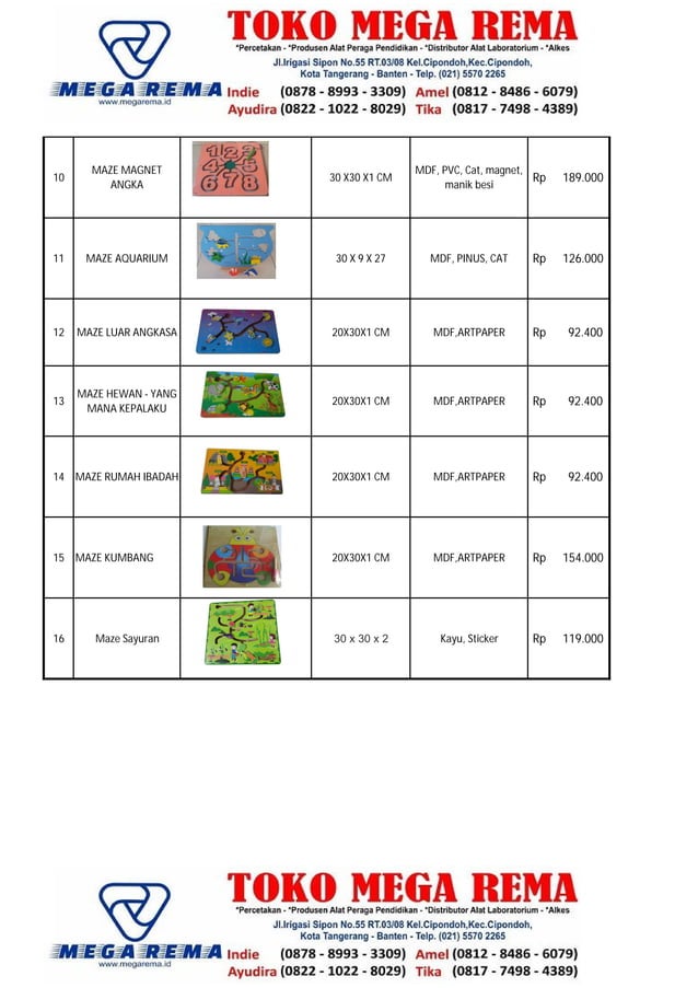 Katalog APE PAUD TK Mega Rema 2021 - mainan edukatif bop paud 2021 | PDF