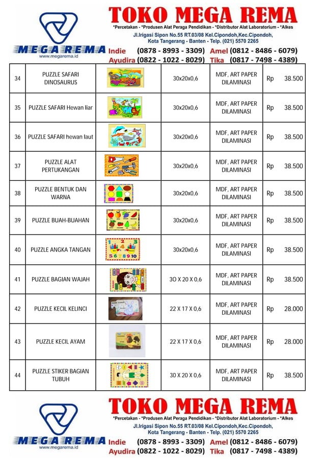 Katalog APE PAUD TK Mega Rema 2021 - mainan edukatif bop paud 2021 | PDF