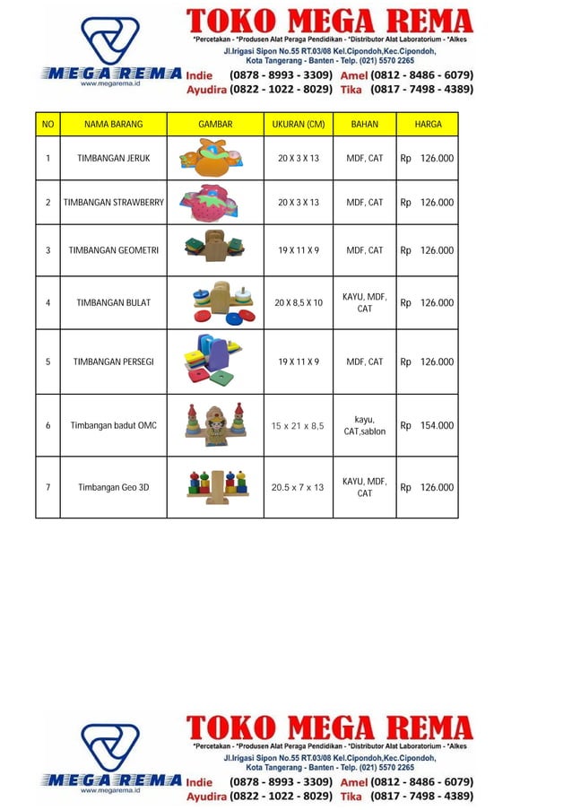 Katalog APE PAUD TK Mega Rema 2021 - mainan edukatif bop paud 2021 | PDF