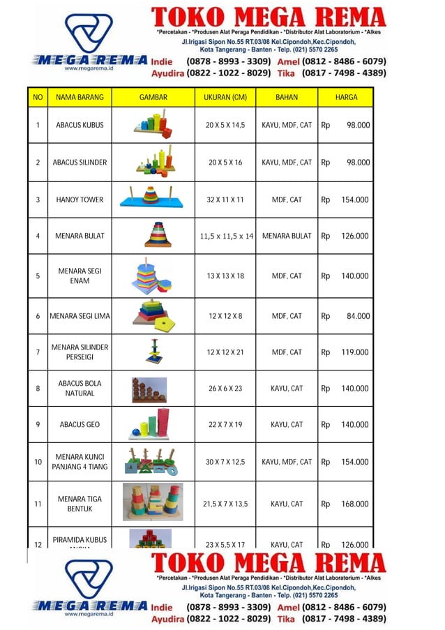 Katalog APE PAUD TK Mega Rema 2021 - mainan edukatif bop paud 2021 | PDF