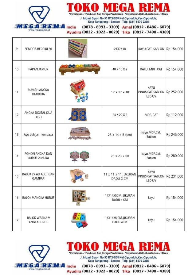 Katalog APE PAUD TK Mega Rema 2021 - mainan edukatif bop paud 2021 | PDF