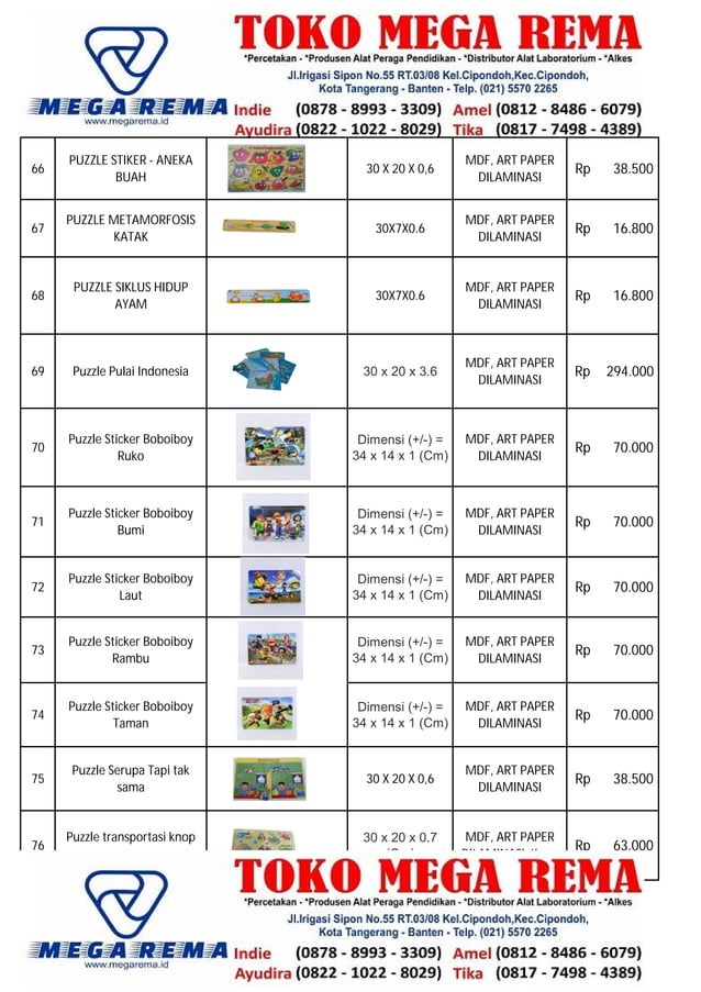 Katalog APE PAUD TK Mega Rema 2021 - mainan edukatif bop paud 2021 | PDF