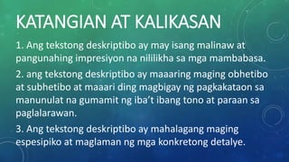 Katangian at kalikasan ng Iba’t ibang uri ng teksto.pptx