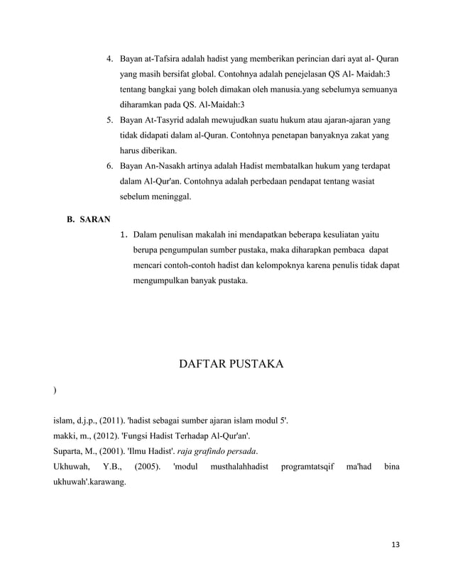 MAKALAH -FUNGSI HADIST | DOCX