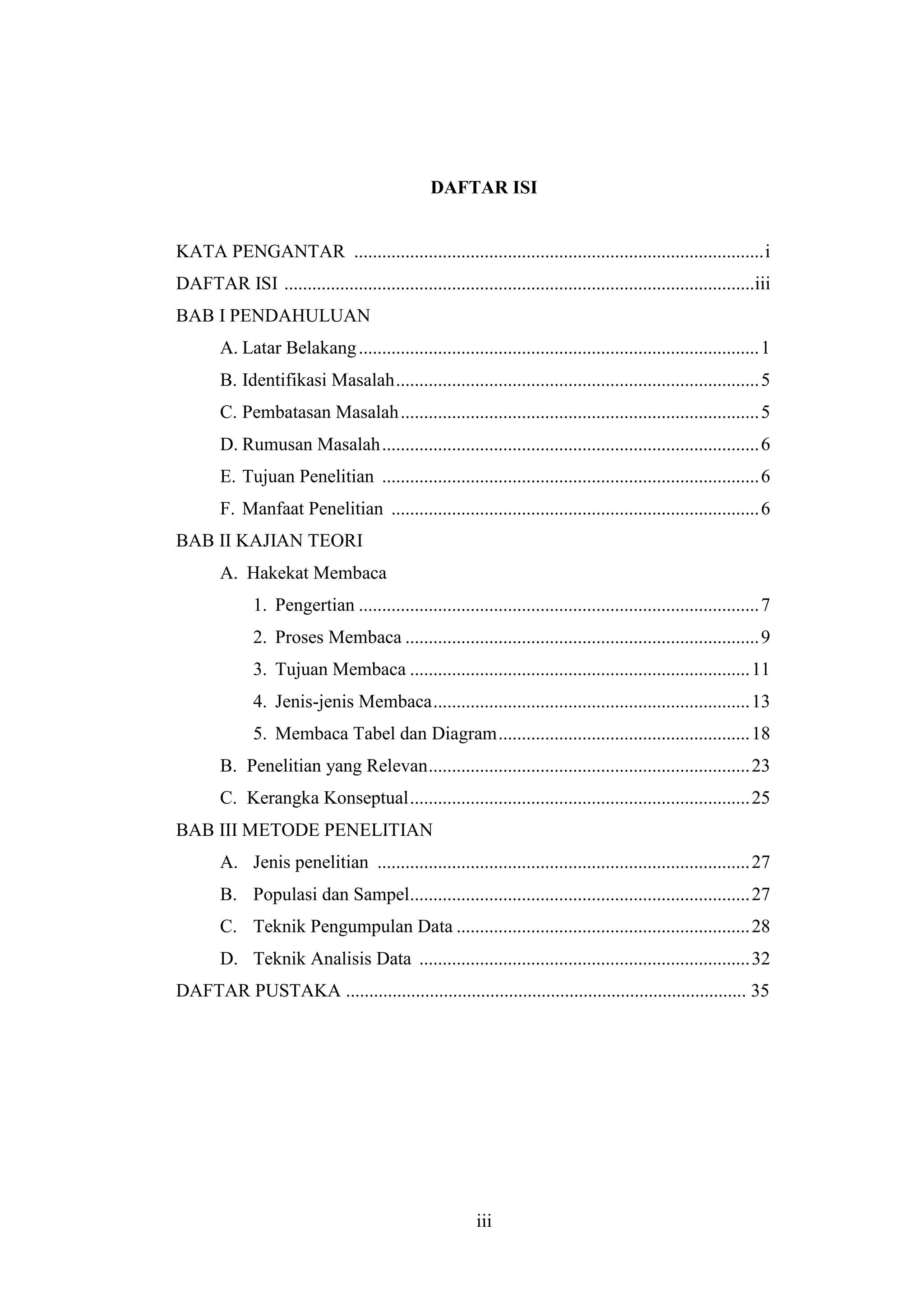 Proposal Penelitian "Kemampuan Membaca Tabel dan Diagram" Kata ...