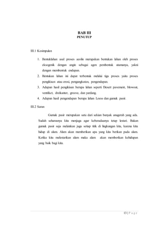 Materi MK Geomorfologi Dasar Mengenai Bentuklahan Bentukan Asal Angin ...