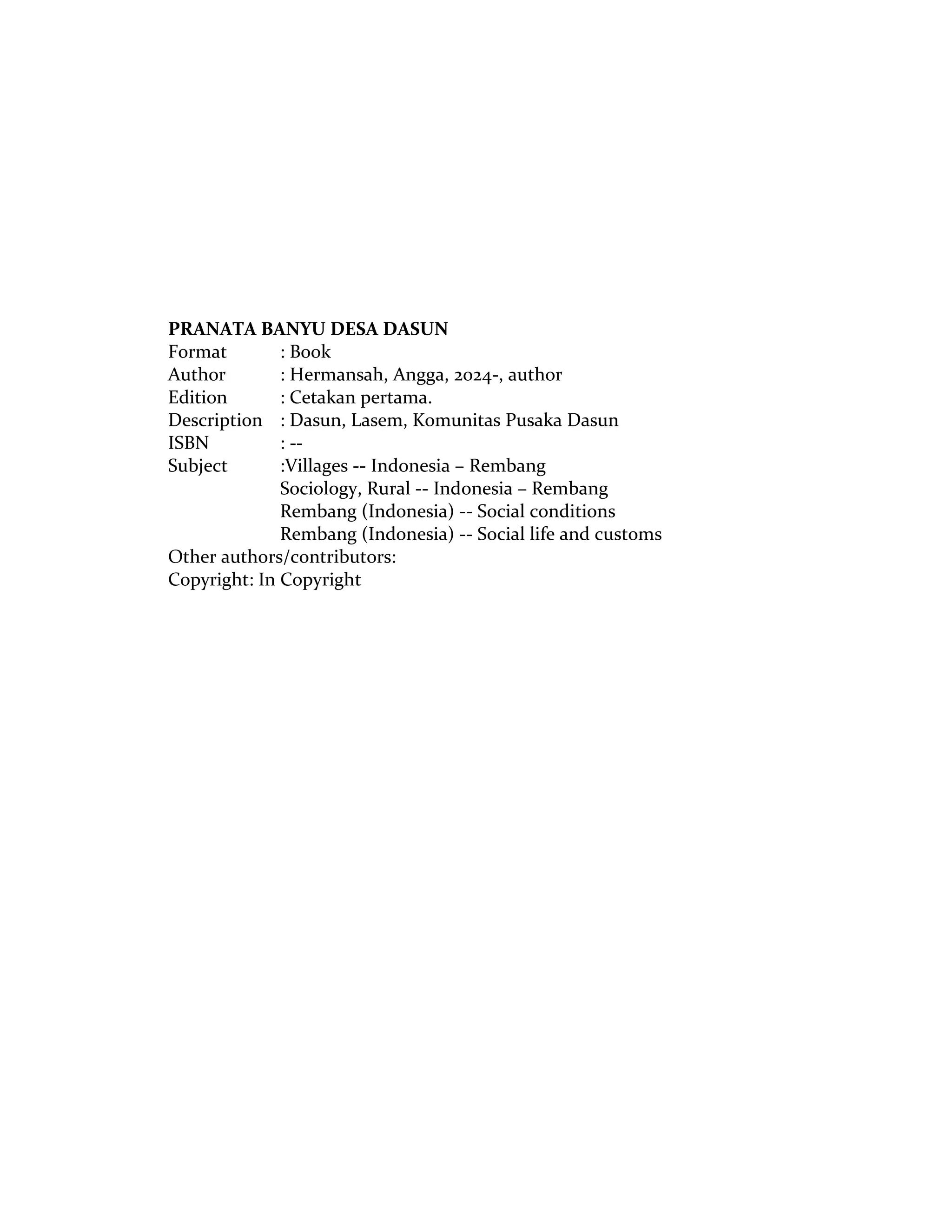 KATA PENGANTAR BUKU PRANATA BANYU DESA DASUN - ANGGA HERMANSAH.docx