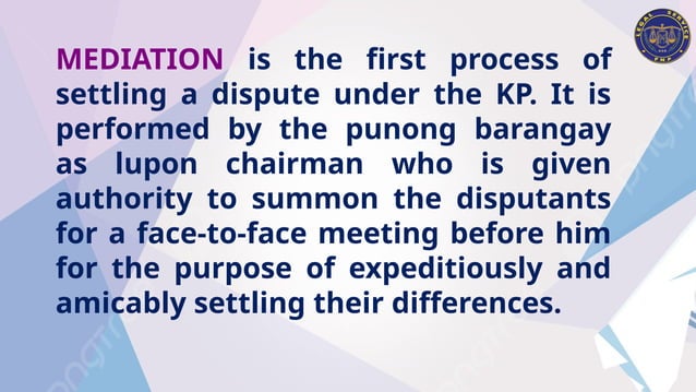 KATARUNGANG PAMBARANGAY.pptx....or the Barangay Justice System of the ...