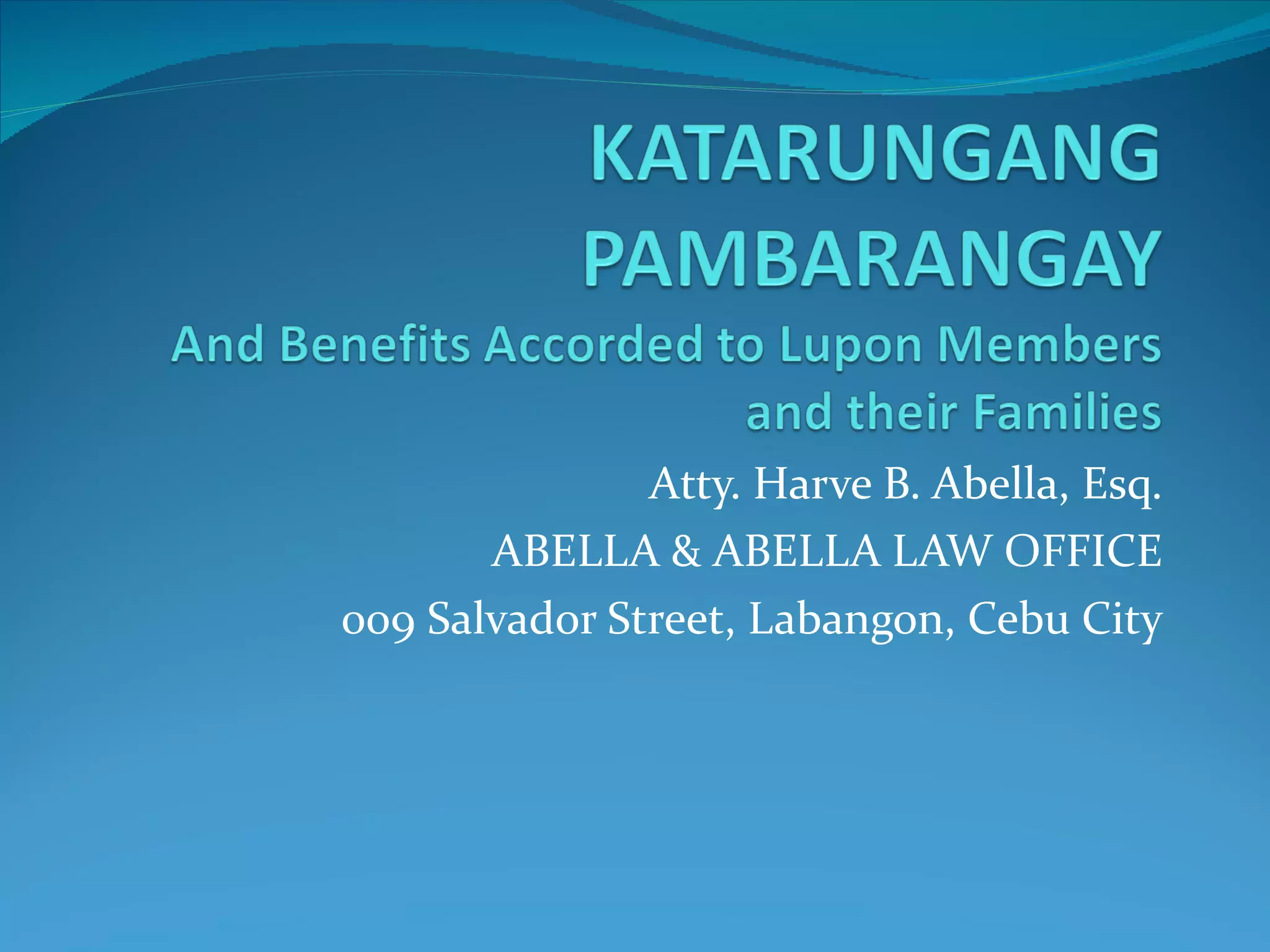 Katarungang pambarangay | PPT
