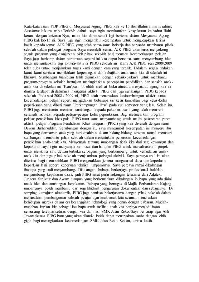 Kata ucapan ydp pibg | DOCX