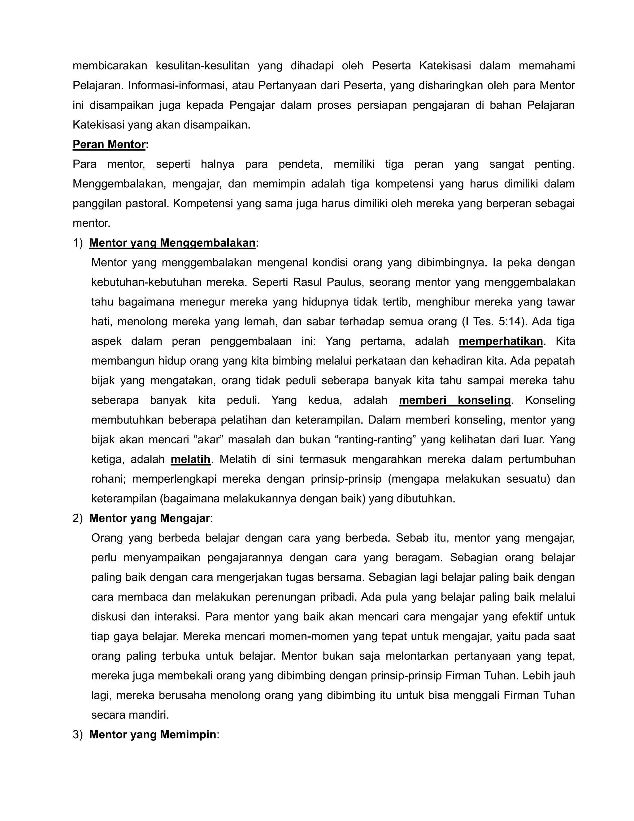 Katekisasi dan peran strategis regenerasi pemimpin masa depan gereja | PDF