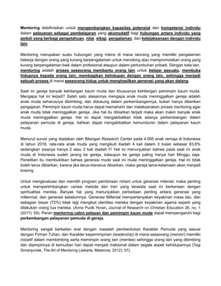 Katekisasi dan peran strategis regenerasi pemimpin masa depan gereja | PDF