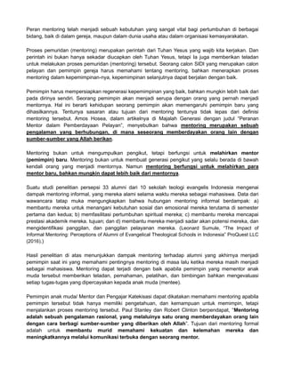 Katekisasi dan peran strategis regenerasi pemimpin masa depan gereja | PDF