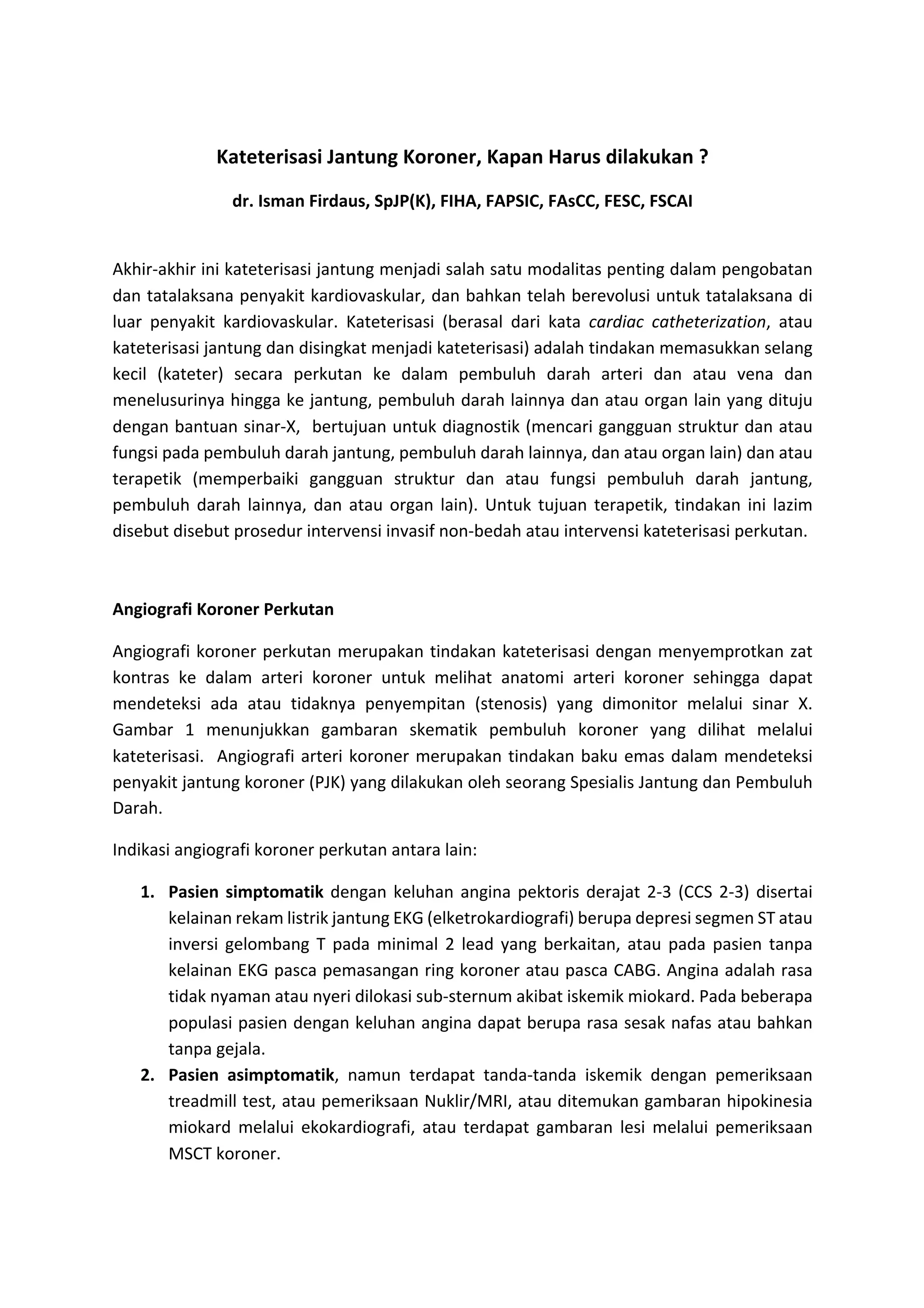 Kateterisasi jantung koroner | PDF