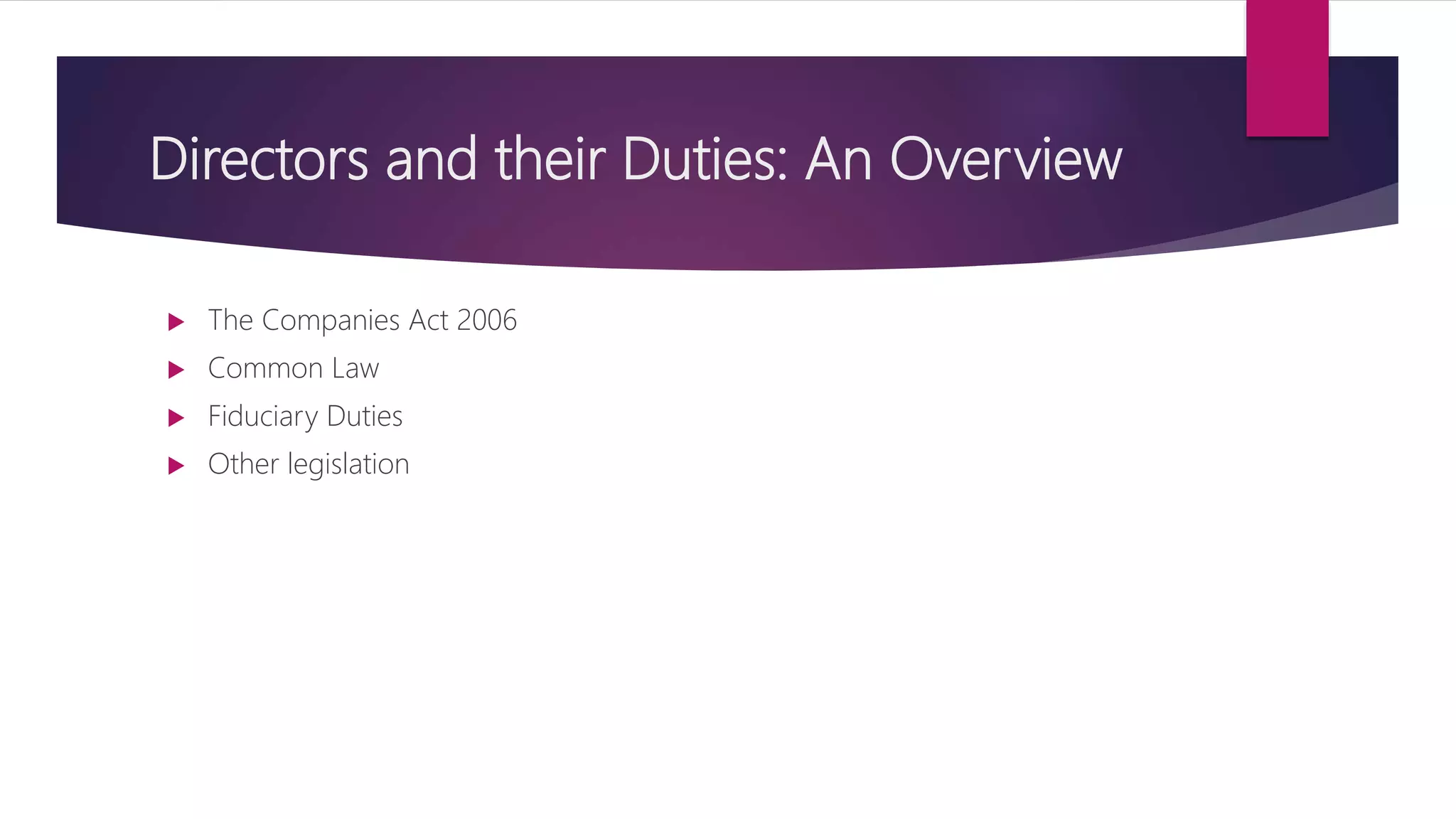 Directors & Their Duties - An Overview | PPT