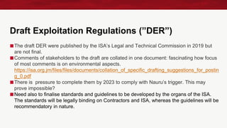 PROPOSED NEW MINING CODE FROM INTERNATIONAL SEABED AUTHORITY | PPT