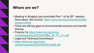RECENT DEVELOPMENTS IN THE REGULATION OF DEEP SEABED MINING | PPT
