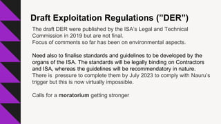 RECENT DEVELOPMENTS IN THE REGULATION OF DEEP SEABED MINING | PPT