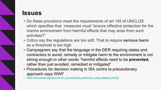 RECENT DEVELOPMENTS IN THE REGULATION OF DEEP SEABED MINING | PPT