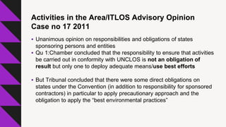 RECENT DEVELOPMENTS IN THE REGULATION OF DEEP SEABED MINING | PPT