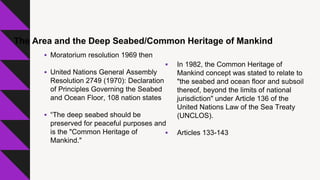 RECENT DEVELOPMENTS IN THE REGULATION OF DEEP SEABED MINING | PPT