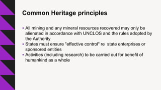 RECENT DEVELOPMENTS IN THE REGULATION OF DEEP SEABED MINING | PPT