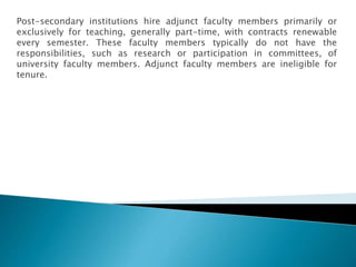 The Importance and Value of Adjunct Faculty Members | PPT