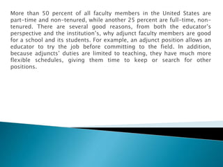The Importance and Value of Adjunct Faculty Members | PPT
