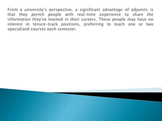 The Importance and Value of Adjunct Faculty Members | PPT