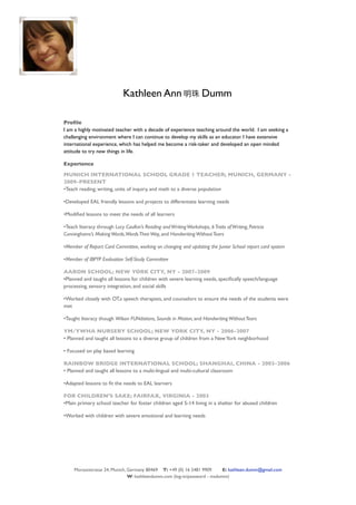 Kathleen dumm resume | PDF