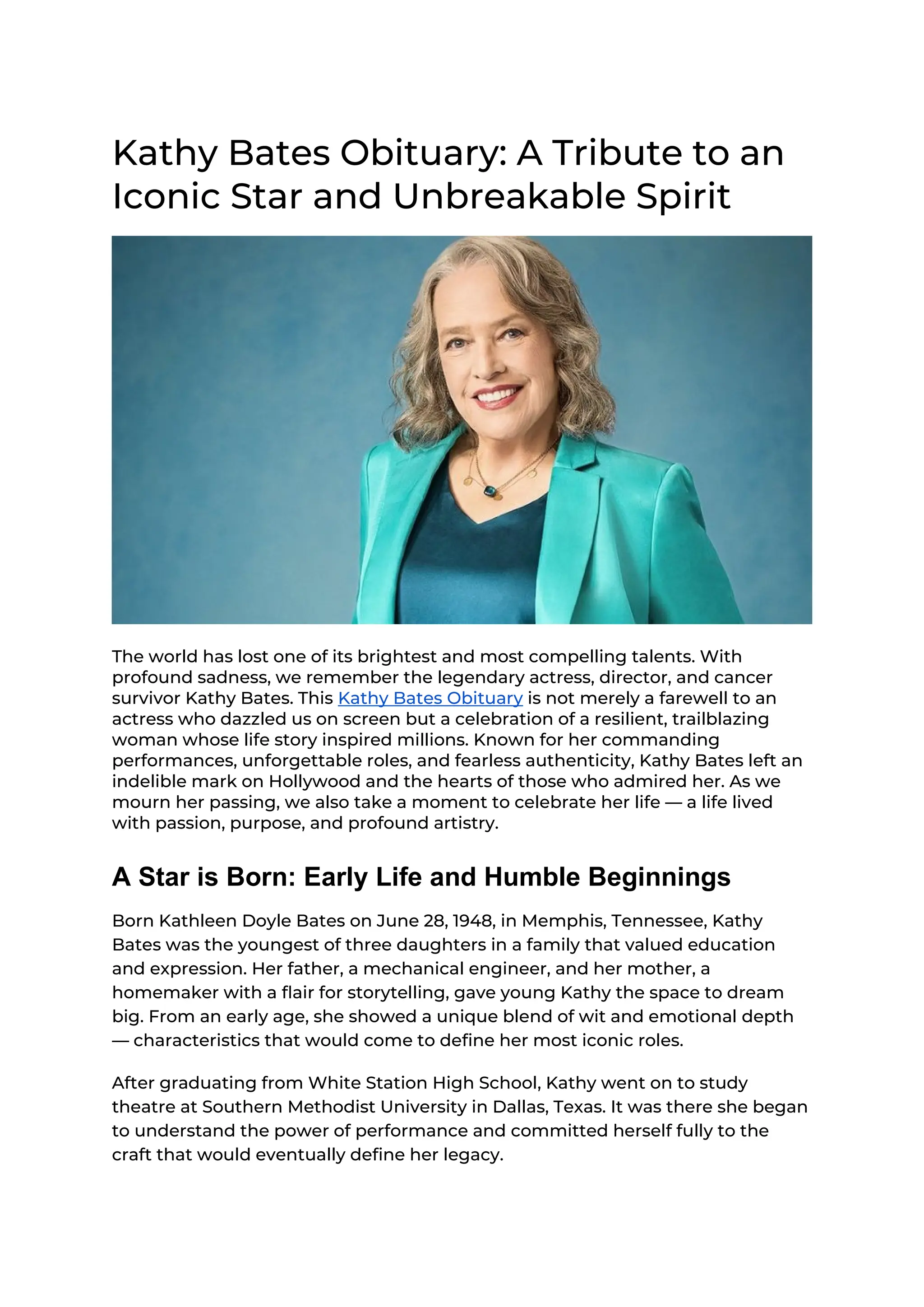 Kathy Bates Obituary_ A Tribute to an Iconic Star and Unbreakable ...