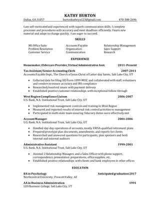 Resume for Kathy Burton | DOCX