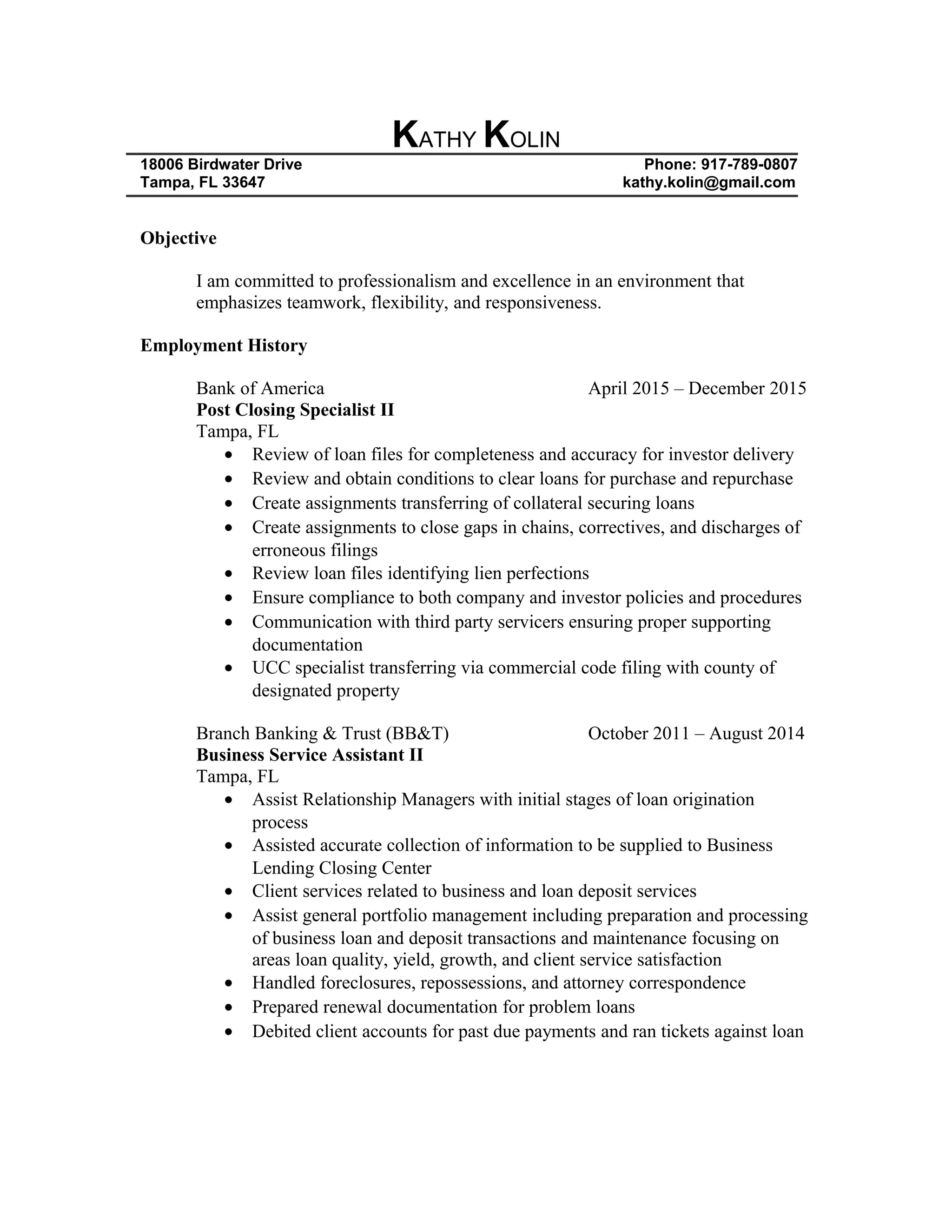 Kathy resume 2016 | DOC