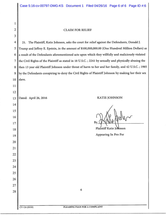Katie Johnson Civil case for Rape Trump Epstein.pdf