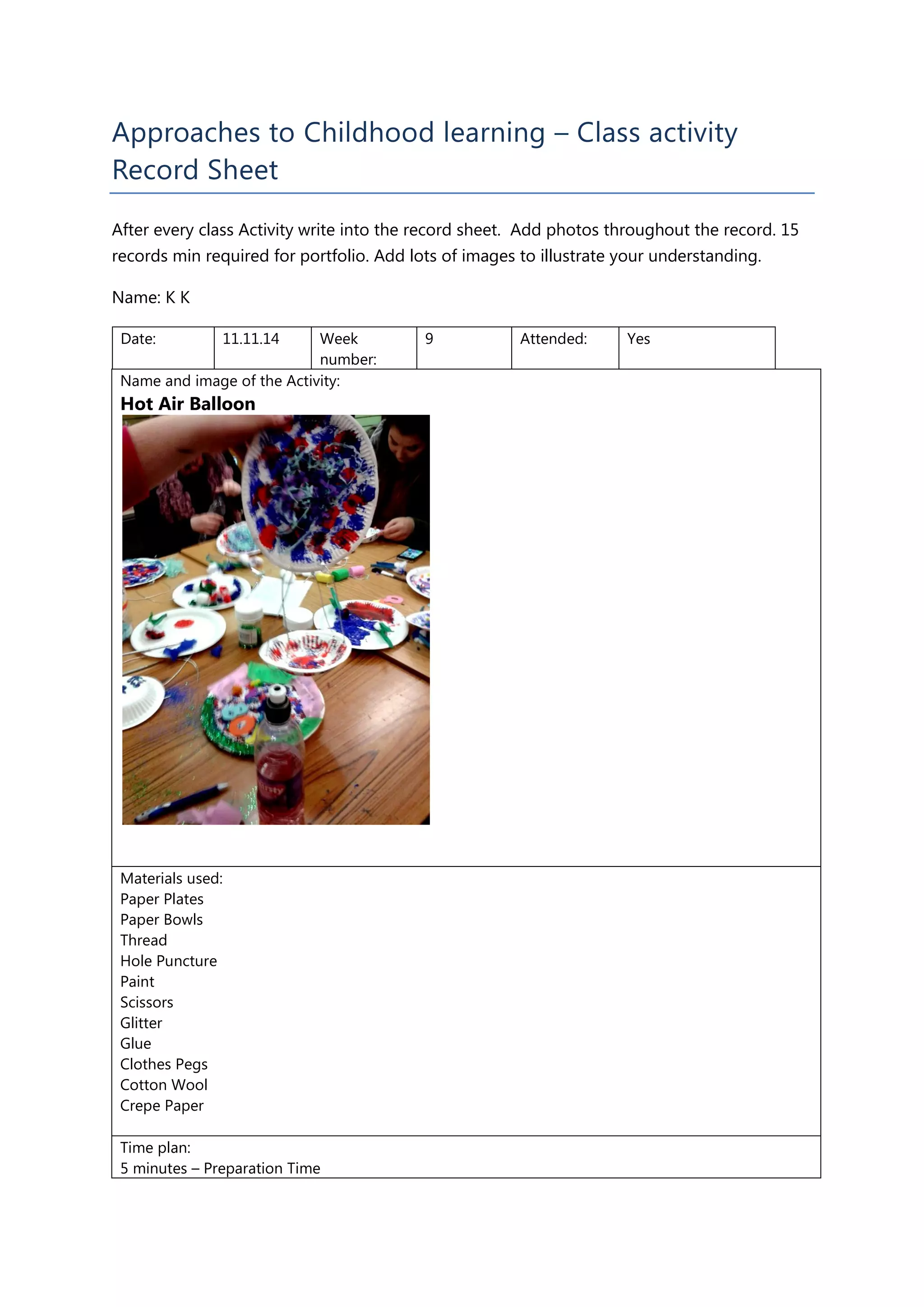 Hot Air Balloon Activity | PDF