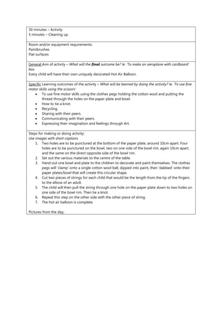 Hot Air Balloon Activity | PDF