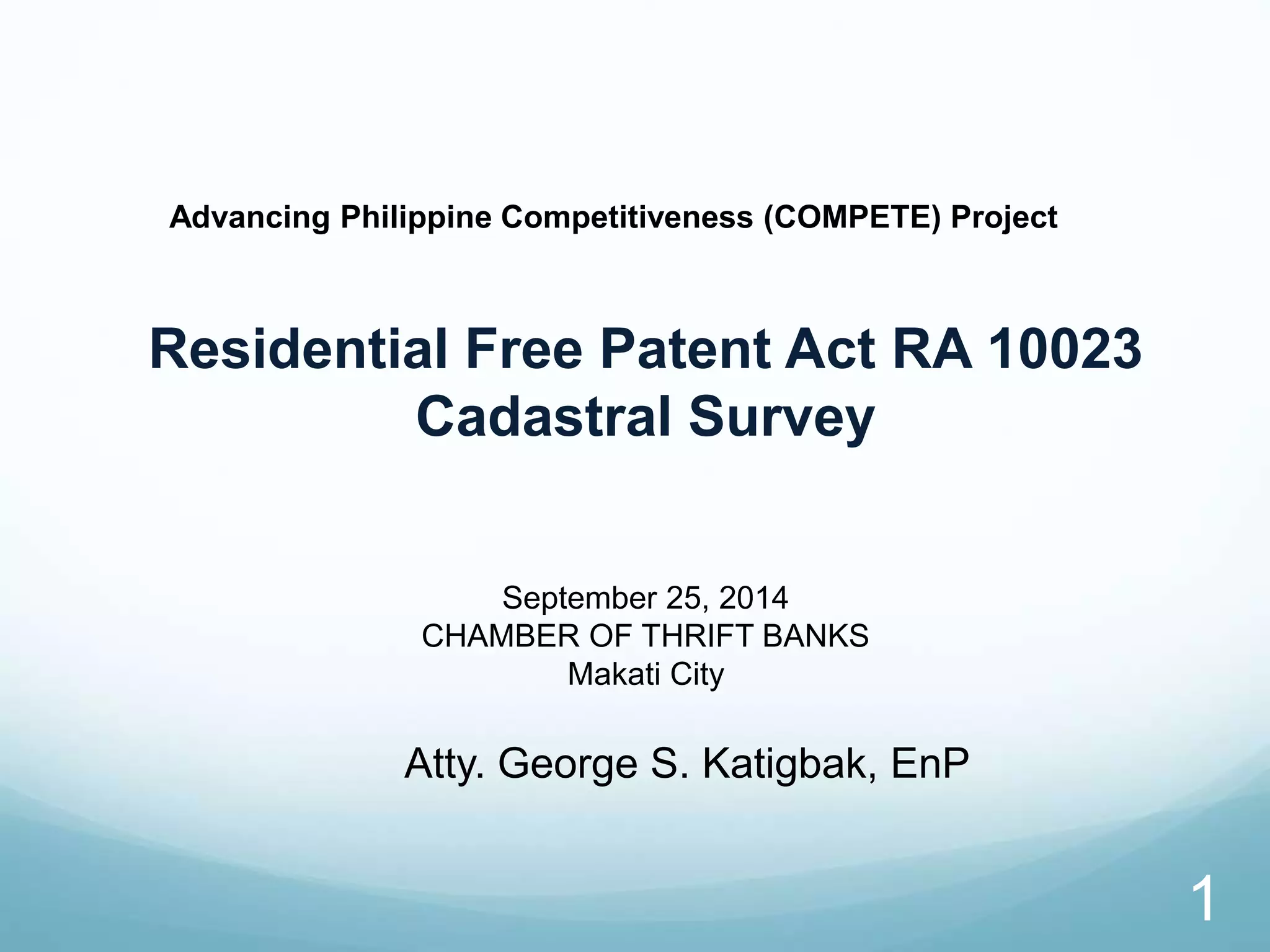 Katigbak rfp and cadastral survey | PPTX