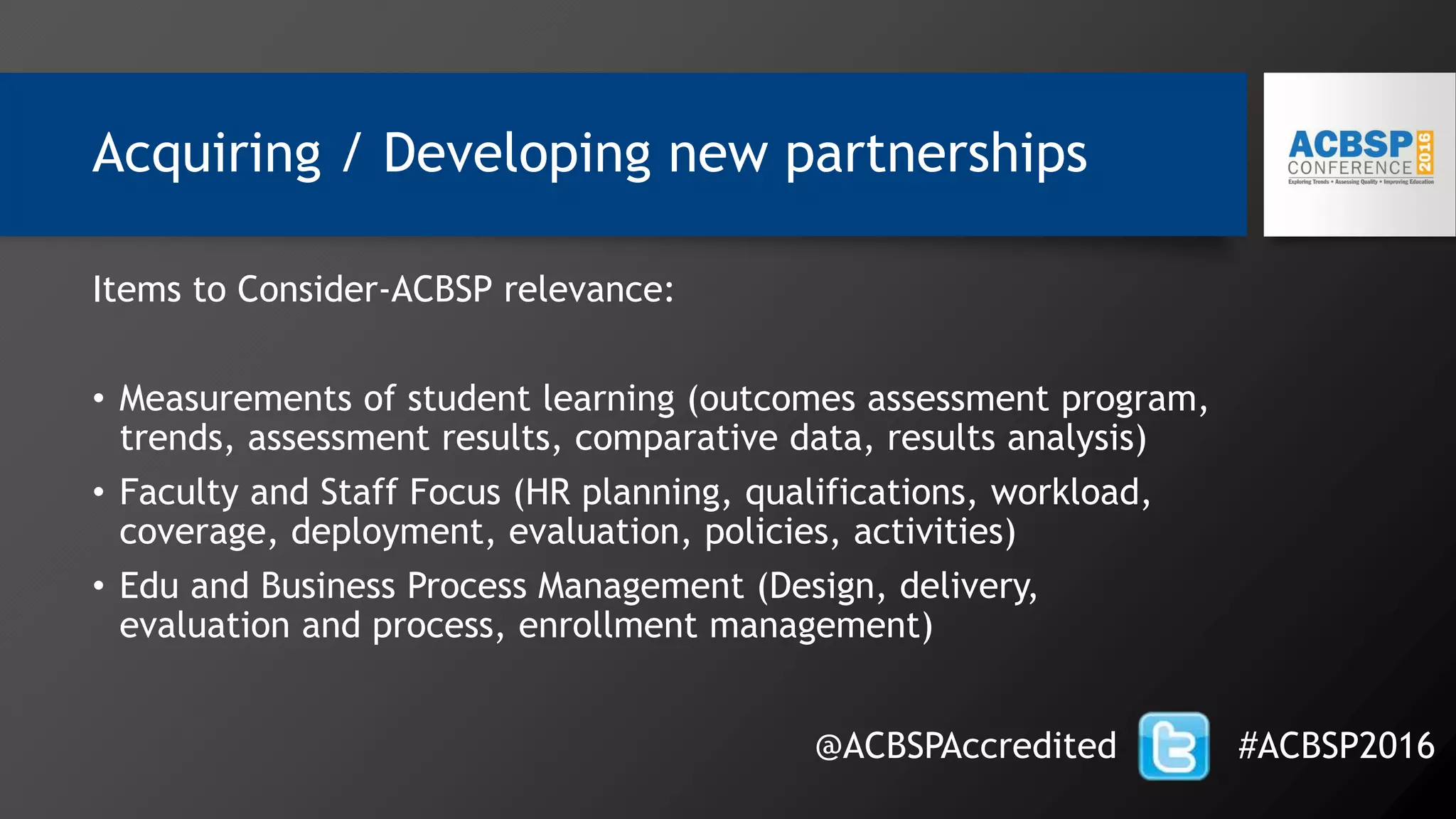 Transcontinental Program Delivery Meeting ACBSP Standards | PPTX ...