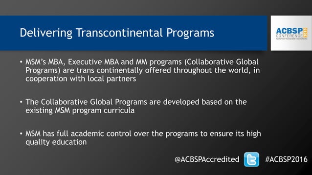 Transcontinental Program Delivery Meeting ACBSP Standards | PPTX ...