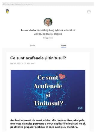 Kato - ce sunt acufenele și tinitusul? | PDF | Free Download